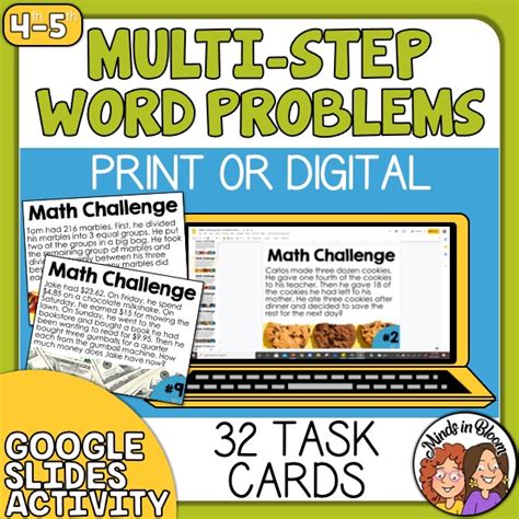 Multi Step Math Word Problems Task Cards Set Print Digital