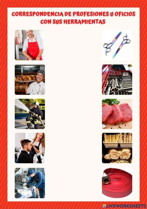 Correspondencia 2 Profesiones U Oficios Worksheet Shopping