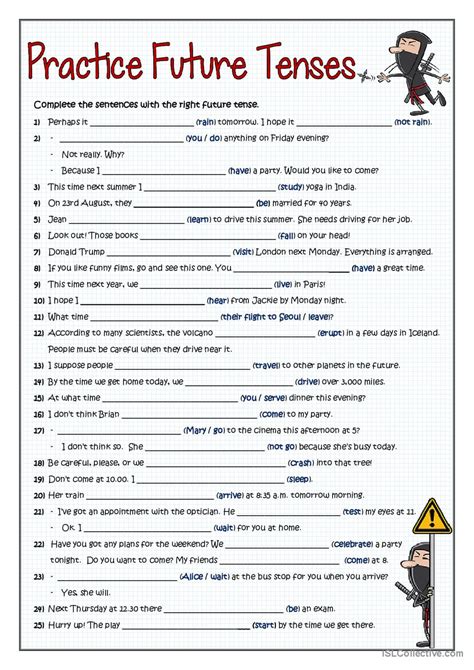 Future Tenses B1 Practice Printable Templates Free