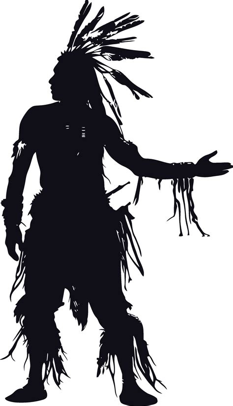 AI Generated Silhouette Native American Man Black Color Only Full Body