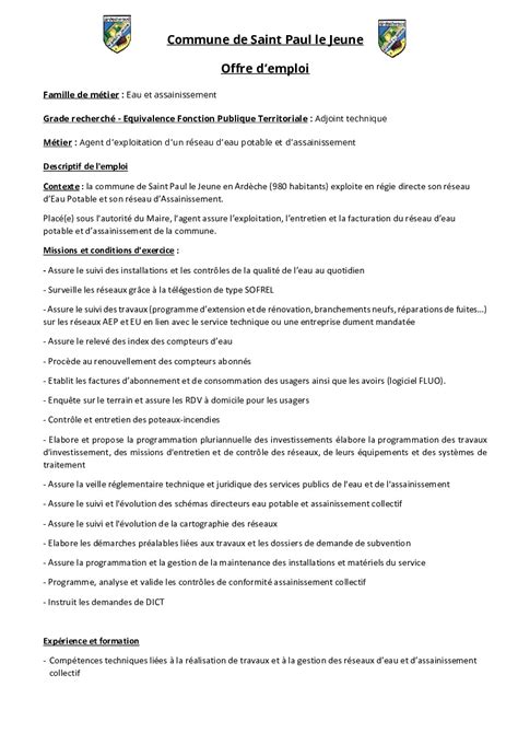 Noticias La Commune De Saint Paul Le Jeune Recrute Noticias De