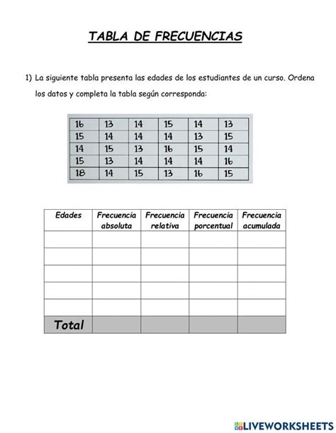 Frecuencia Absoluta Relativa Y Acumulada Worksheet Periodic Table