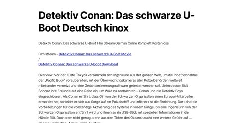 Detektiv Conan Das Schwarze U Boot Deutsch Kinox