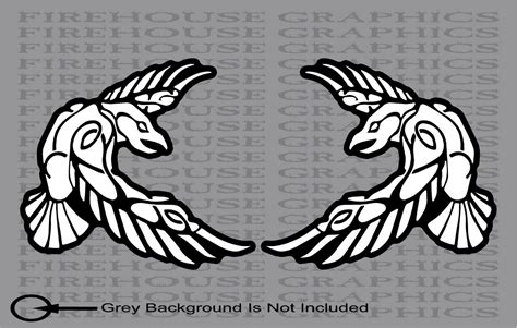 2 Pack Huginn Muninn Odin Thor Viking Norse Wolf Raven Rune Sticker