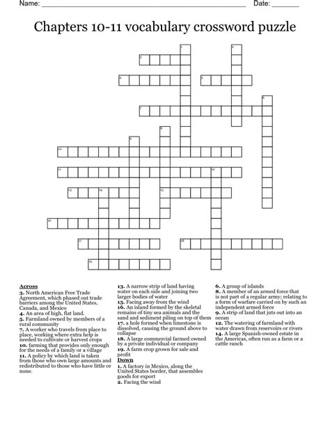 Chapters Vocabulary Crossword Puzzle Wordmint