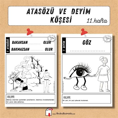 Atasözü ve Deyim Köşesi 11 Hafta İlkokul Burada