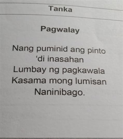 1 Pagwalaykahulugan Mensahe Ng Tula Brainly Ph
