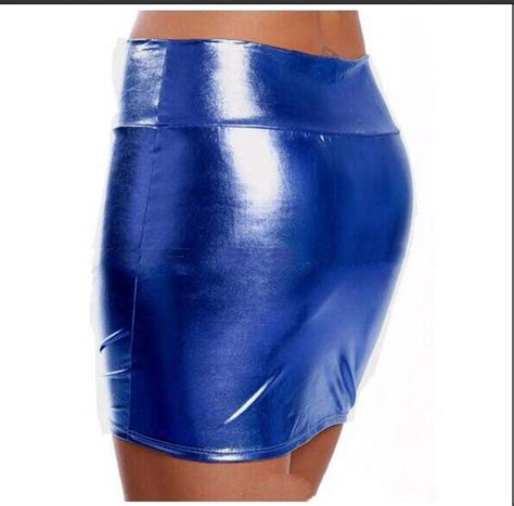 2017 New Sexy Micro Skirt Latex Faux Leather Skirt Tight Hip Slim Low Waist Pencil Package Hip