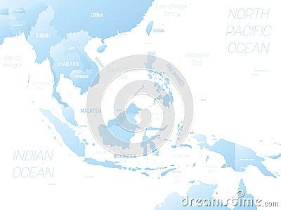 Southeast Asia Detailed Political Map With Lables Cartoon Vector