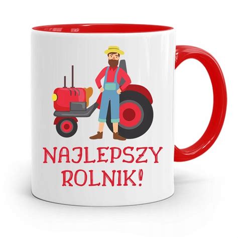 DLA ROLNIKA KUBEK CZERWONY NAJLEPSZY ROLNIK z Nadrukiem ze Zdjęciem