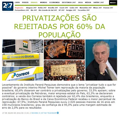 Brasil 247 divulga pesquisa sobre a opinião dos Brasileiros