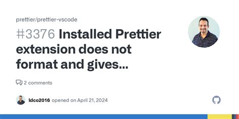 Installed Prettier Extension Does Not Format And Gives Following Error