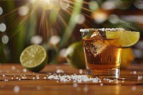 Tequila Shot With Lime Slice And Salt Premium AI Generated Image