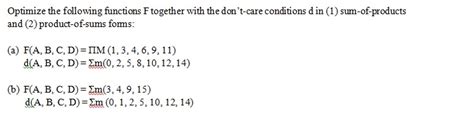 solved optimize the functions f together with the