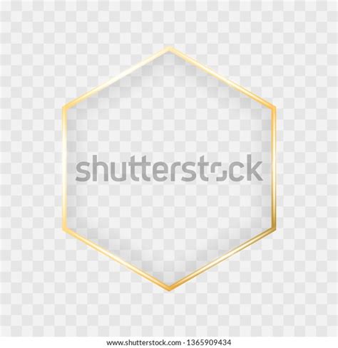 Gold Shiny Glowing Hexagon Frame Isolated Stock Vector Royalty Free