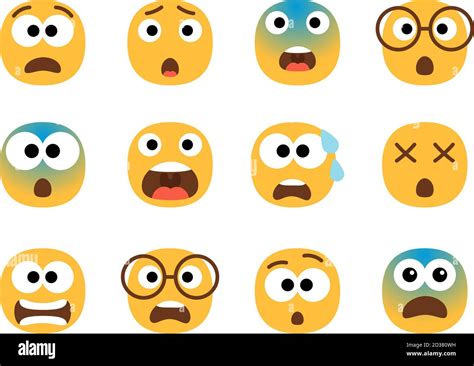 Caras De Emoticono Asustadas Vector Temiendo Emoji Conjunto Miedo