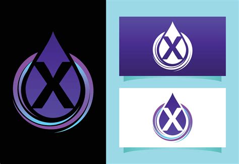 Initial X Monogram Alphabet With Water Drop In A Spiral Waterdrop Logo