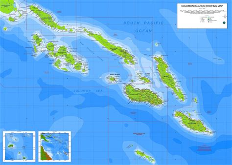 Large Scale Briefing Map Of Solomon Islands With Other Marks Solomon