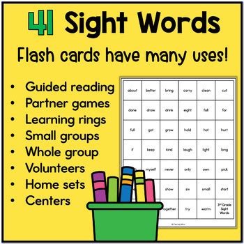 Sight Word Flash Cards 3rd Grade Reading Practice By Farming Mom