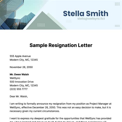 Resignation Letter Sle Template Free Infoupdate Org