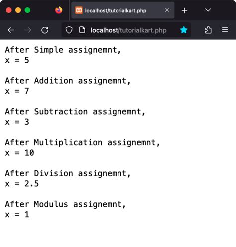 php assignment operators tutorialkart