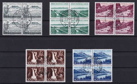 Schweiz 1954 Pro Patria Serie 4er Blocks Nr B66 Bis B70 Mit