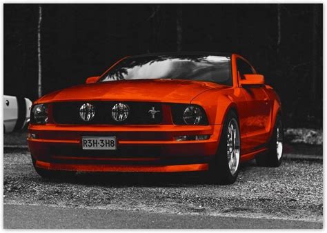 Naklejki Plakaty A0 Poziom Czerwony Ford Mustang Ceny I Opinie Ceneo Pl