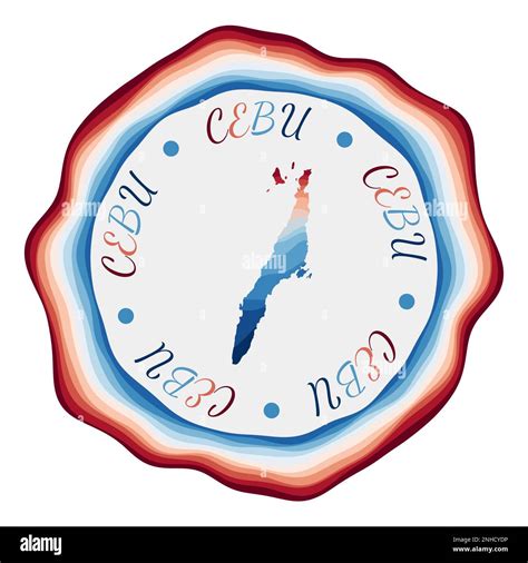 Cebu Badge Map Of The Island With Beautiful Geometric Waves And