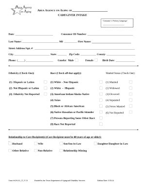CAREGIVER INTAKE Doc Template PdfFiller