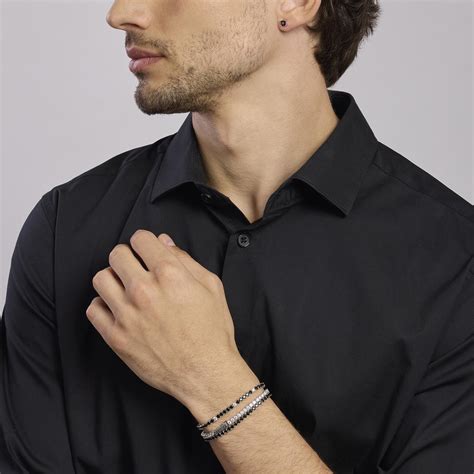 Bracciale Uomo In Argento Con Zirconi Bianchi Mabina Gioielli