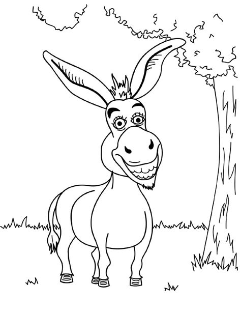 Burro Divertido Con Rbol Para Colorear Imprimir E Dibujar The Best