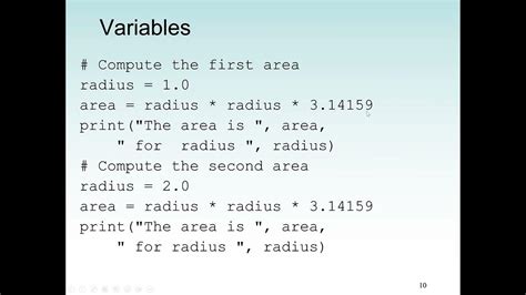 python variables arithmetic operations and input function find the area of a circle using
