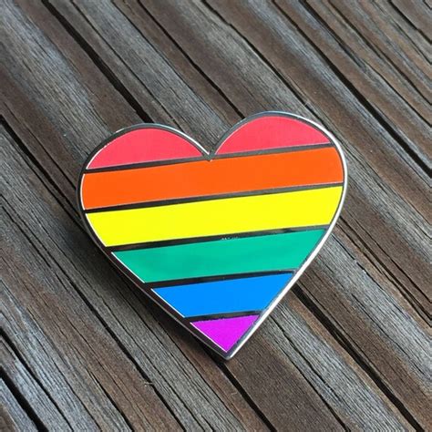 Lgbtq Pride Enamel Pins Rainbow Hard Enamel Heart Pins Etsy