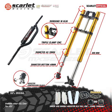 Jual Scarlet Racing Shock Upside Down Skok Depan USD Double Adjuster