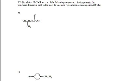 Solved Vii Sketch The H Nmr Spectra Of The Following Compounds
