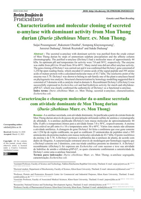 PDF Characterization and molecular cloning of secreted α amylase with