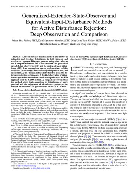 pdf generalized extended state observer and equivalent input disturbance methods for active