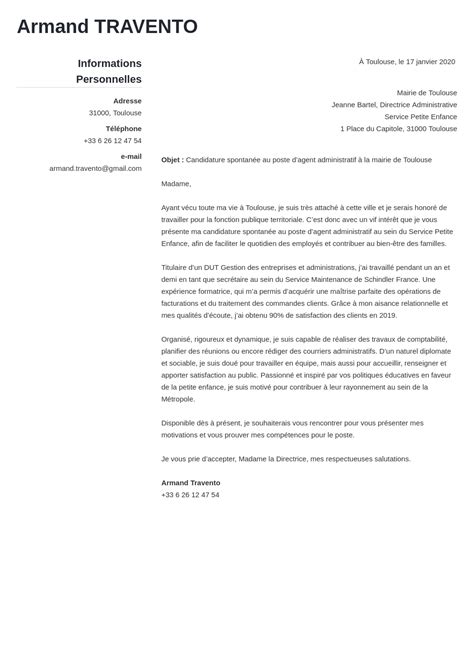 Lettre De Motivation Pour Mairie Exemple