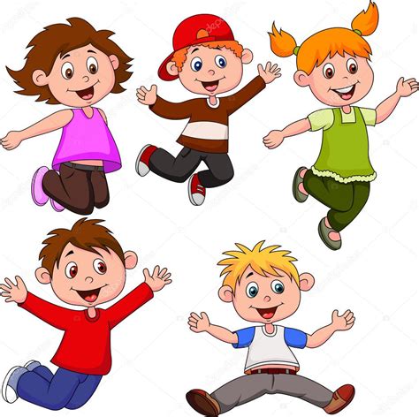 Dibujos animados niños felices vector gráfico vectorial tigatelu