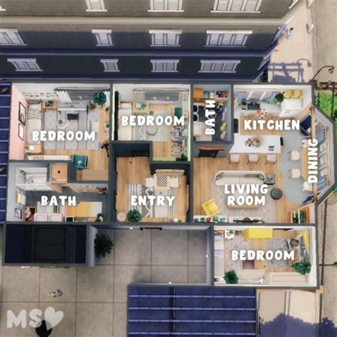 Chic Student Apartment Floor Plan The Sims Speed Build No