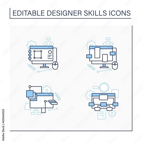 Designer Skills Line Icons Set Generate Ideas Ux Design Information