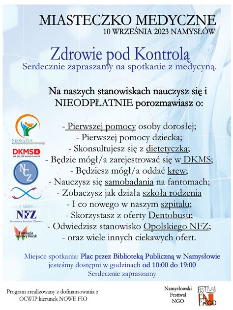 Opolski Oddział Wojewódzki NFZ Miasteczko Medyczne 10 września 2023 r