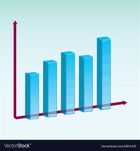 D Bar Graph Chart Diagram Royalty Free Vector Image