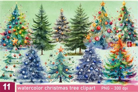 Watercolor Christmas Tree Clipart Graphic By Md Shahjahan Creative
