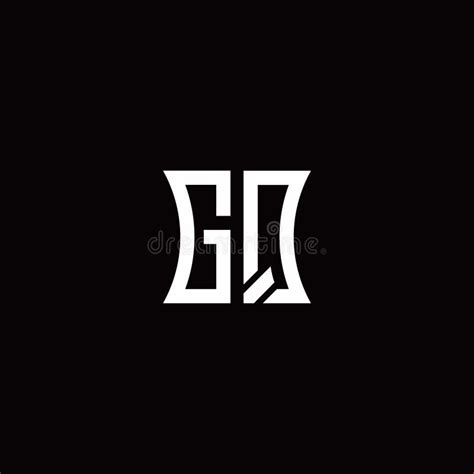 GQ Monogram Logo Letter With Curved Side Style Stock Vector