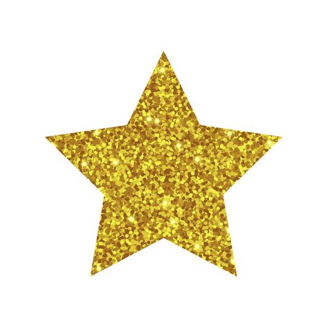 Gold Shiny Glitter Glowing Star With Shadow Isolated On White