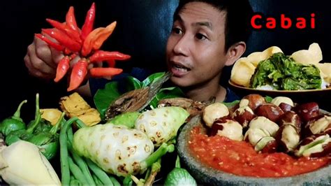 MUKBANG LALAPAN MENTAH Jengkol Ikan Asin Sambal Terasi Buah