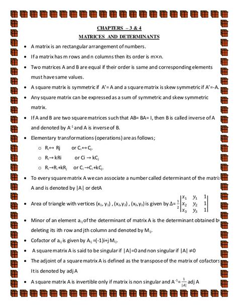 notes of matrices and determinants