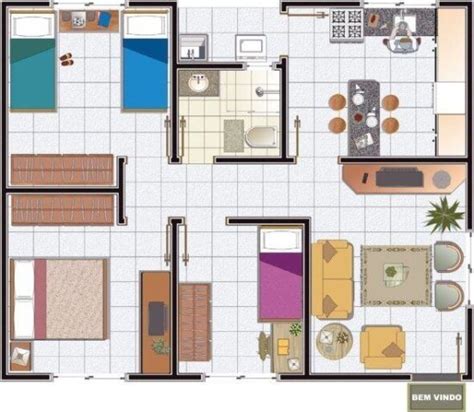 Plantas De Casas 2 Quartos Sala Cozinha E Banheiro
