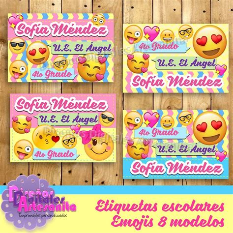 Etiquetas Escolares Emoji Emoticon Imprimibles Bs 500 000 00 En